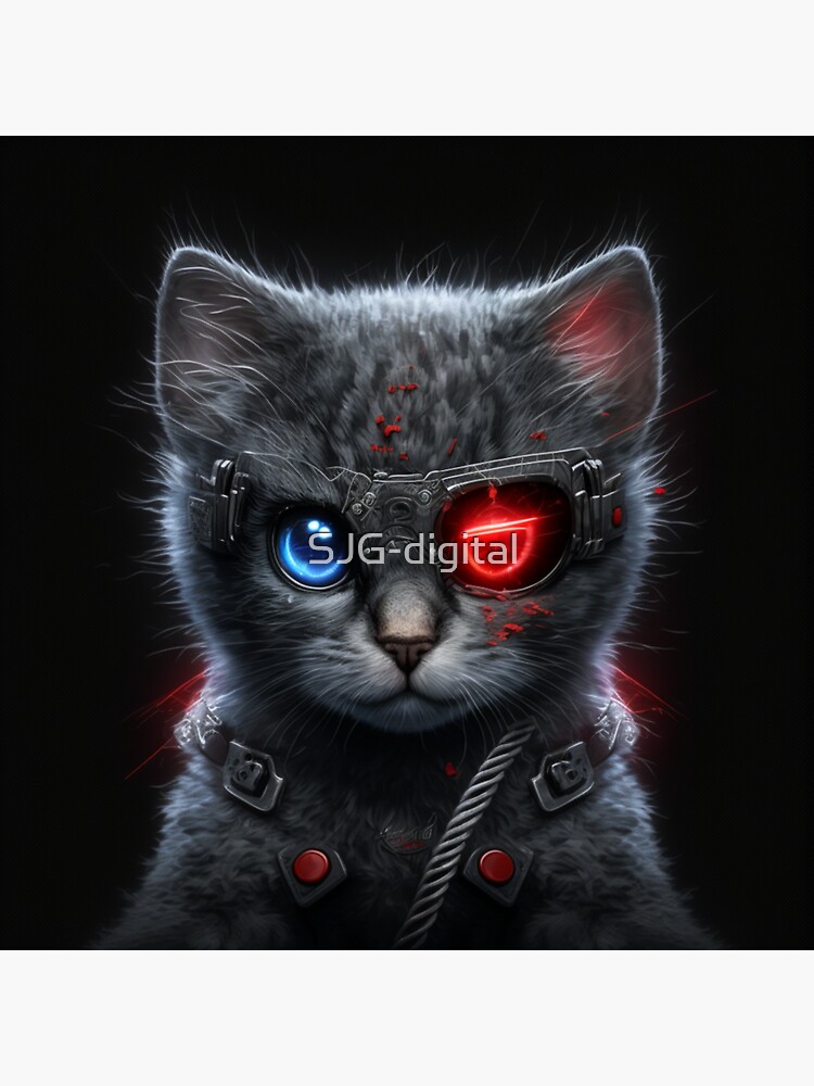 "Cat-terminator cyberpunk robot kitten" Sticker for Sale by SJG-digital ...