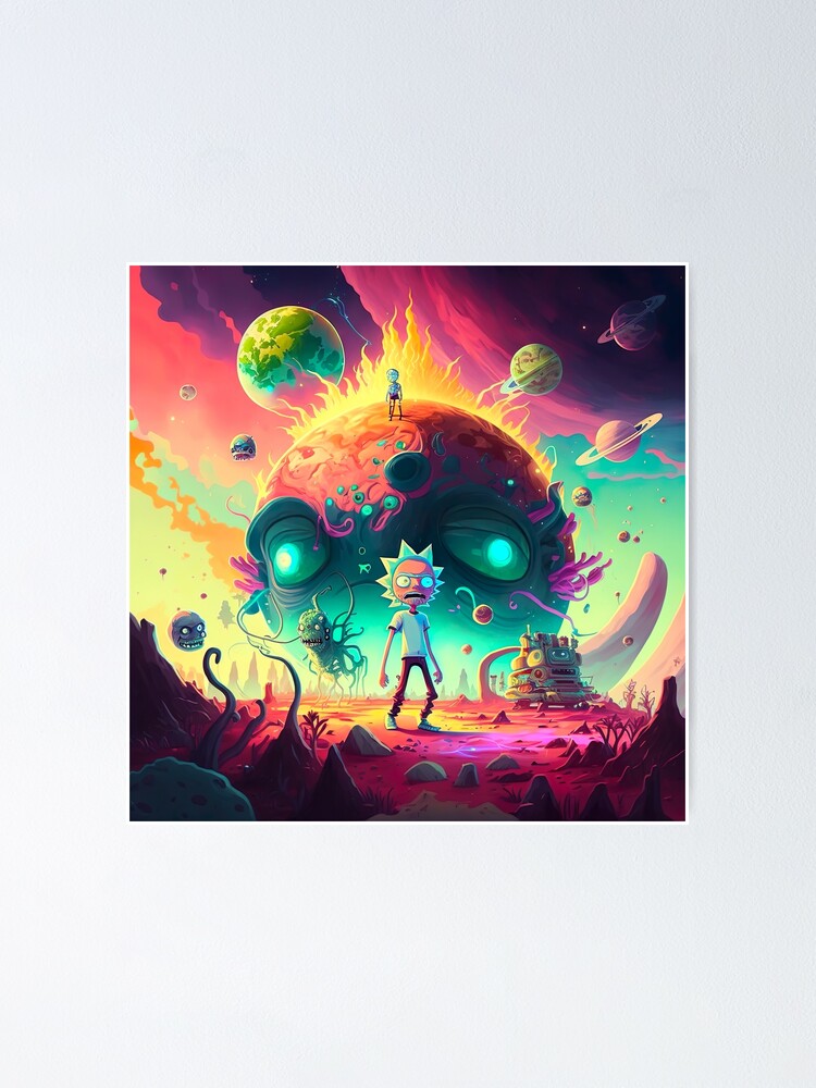 "Rick and Morty Alien Landscape Cartoon" Poster by jojolescargot ...