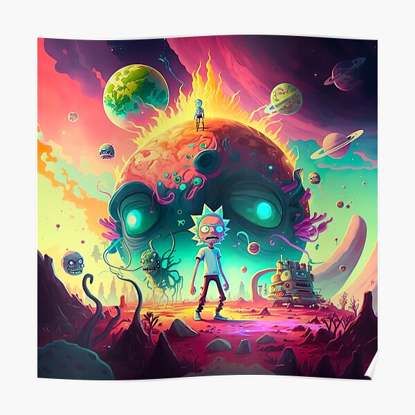 "Rick and Morty Alien Landscape Cartoon" Poster for Sale by ...