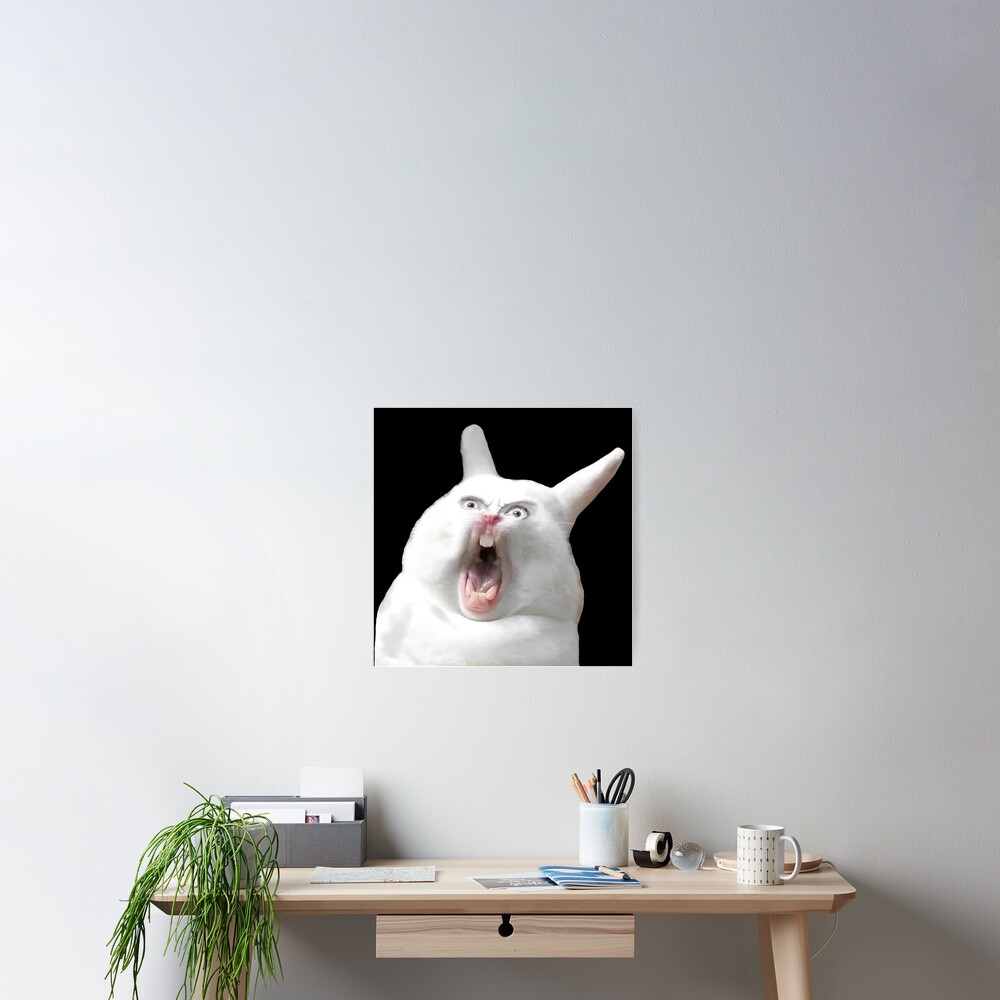 "Silly Angry Bunny Screaming Rabbit Face Funny Meme" Poster for Sale by ...