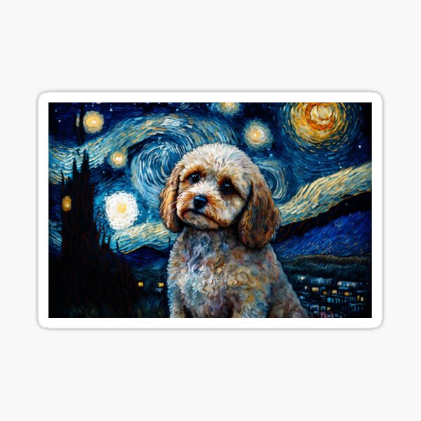 "Cavoodle Starry Night, Cute Cavapoo" Sticker for Sale by Orianah ...