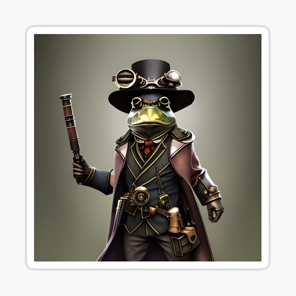 "Steampunk Frog Professor V2" Sticker for Sale by Solotrope | Redbubble