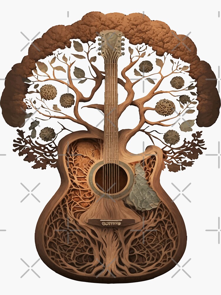 "Acoustic Guitar Tree Of Life" Sticker for Sale by Azhastor | Redbubble