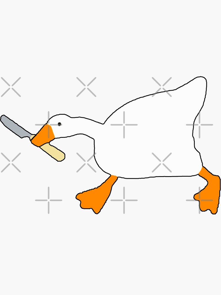 "Goose with Knife - Untitled Funny Cute Goose Game Meme" Sticker for ...