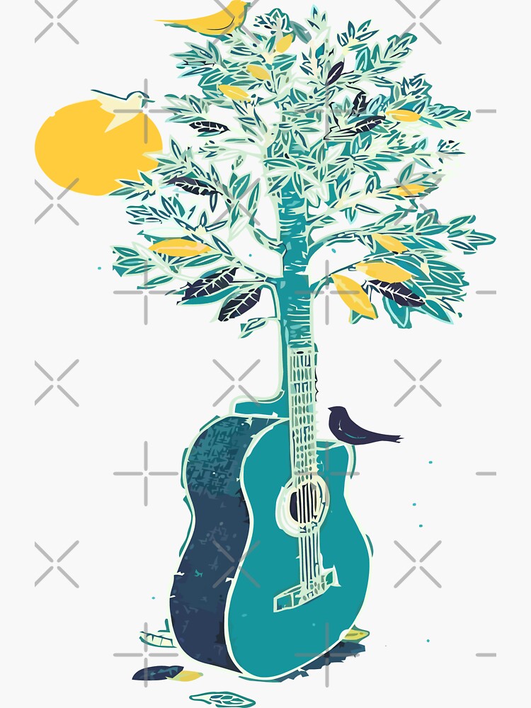 "Acoustic Guitar Tree Of Life" Sticker for Sale by Azhastor | Redbubble