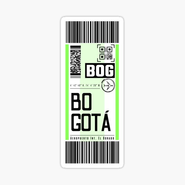 "BOGOTA BOG classic luggage tag airport stickers" Sticker for Sale by ...