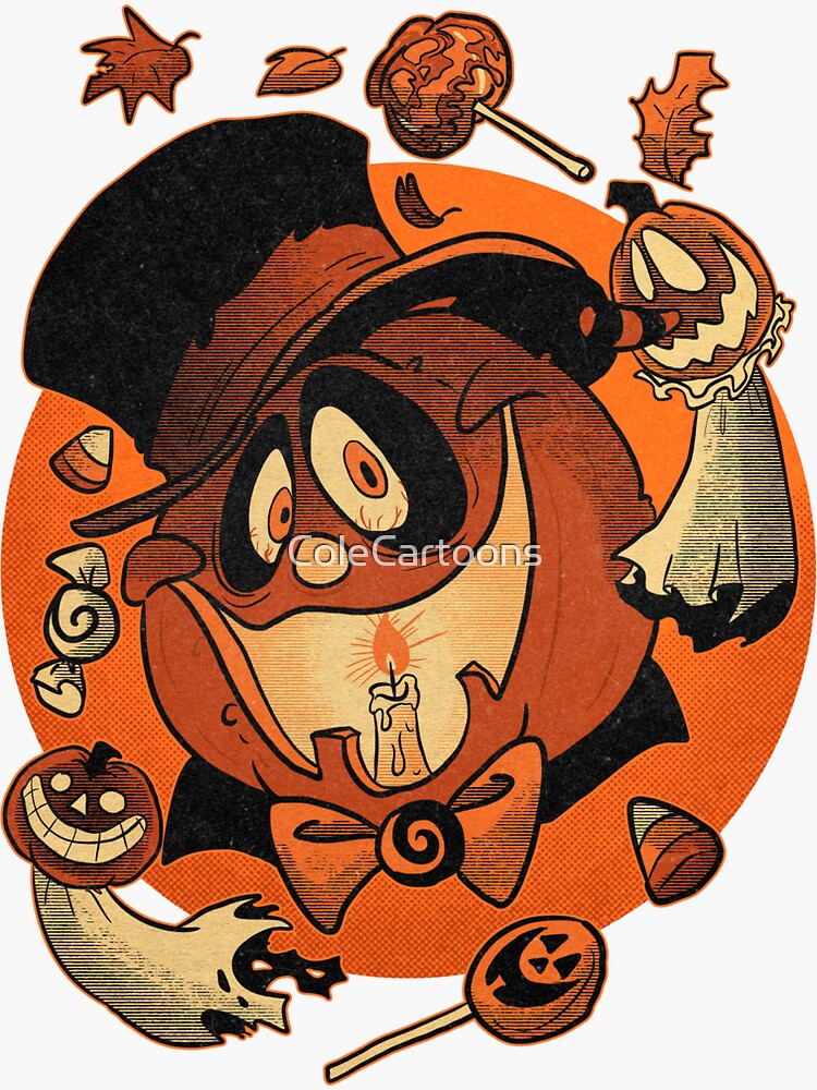 "Vintage Halloween Punkin Head" Sticker for Sale by ColeCartoons ...