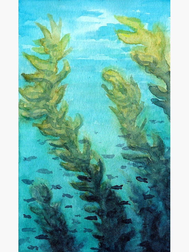 "Traditional Watercolor Giant Sea Kelp Forest" Canvas Print for Sale by ...