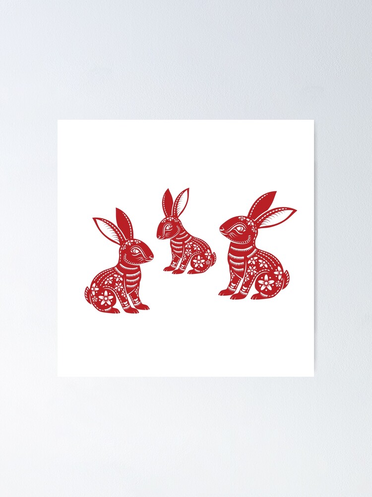 "Year of the Rabbit 2023 - Chinese New Year - Red Rabbits" Poster for ...