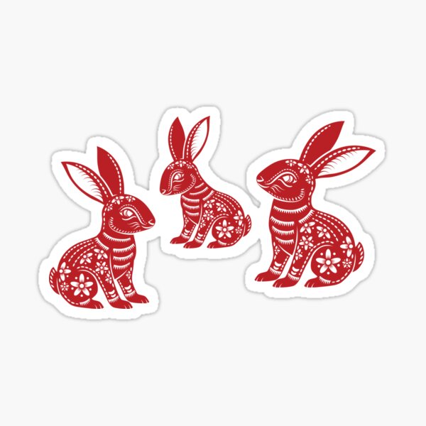 "Year of the Rabbit 2023 - Chinese New Year - Red Rabbits" Sticker for ...