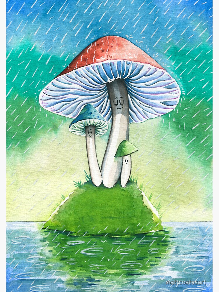 "'Mushrooms in the Rain' design" Sticker for Sale by mattcoatesart ...