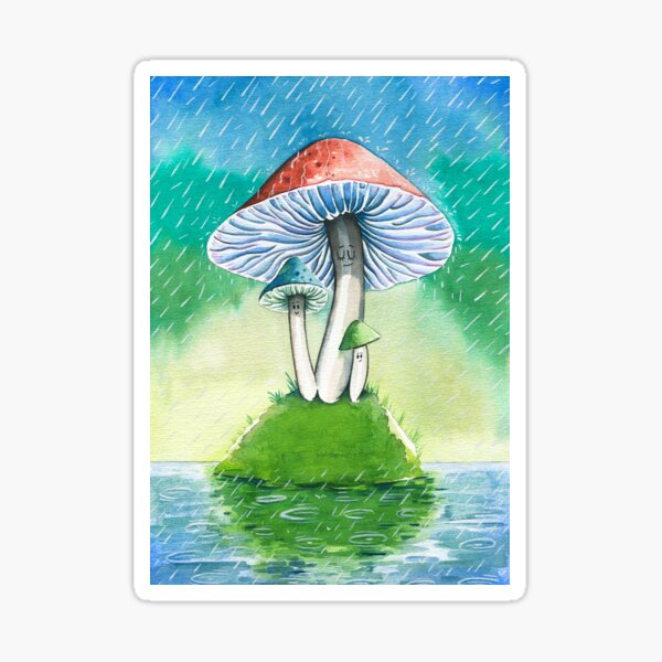 "'Mushrooms in the Rain' design" Sticker for Sale by mattcoatesart ...