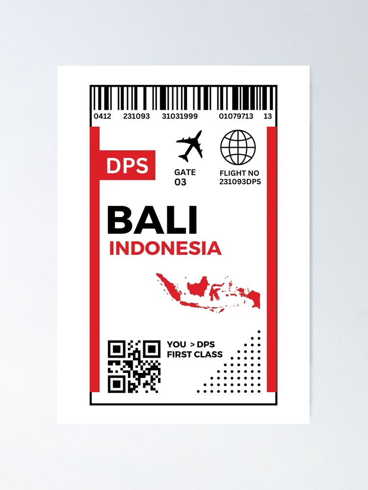 "Bali Flight Ticket Boarding Pass Travel" Poster for Sale by Pradnya ...