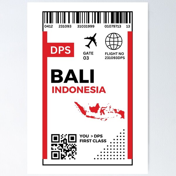 "Bali Flight Ticket Boarding Pass Travel" Poster for Sale by Pradnya ...