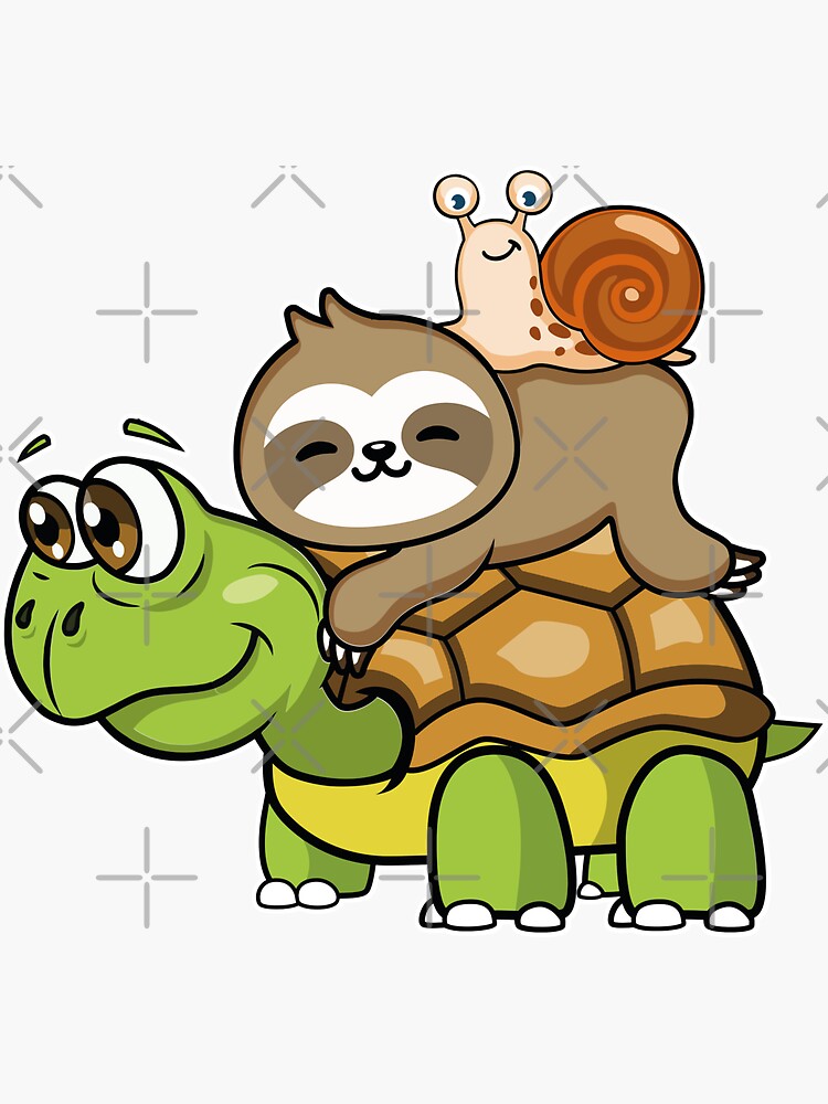 "Sloth Turtle Snail Piggyback Riding Team" Sticker for Sale by etud1984 ...