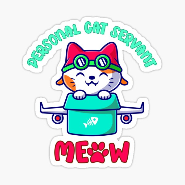 "Personal Cat Servant Meow Green Red" Sticker for Sale by DearEls ...