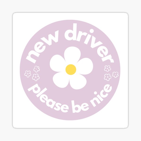 "New Driver - Please Be Nice Bumper Sticker (Lilac)" Sticker for Sale ...