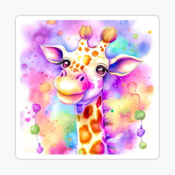 "Colorful Rainbow Giraffe Art" Sticker for Sale by AnuGoldPrints ...
