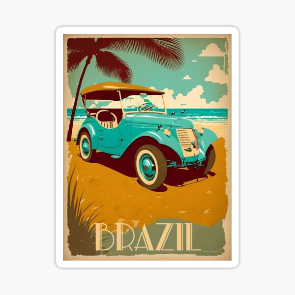 "Brazil Beach Buggy Vintage Travel Art Poster" Sticker for Sale by ...