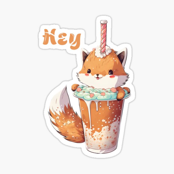 "Cute Fox Drink" Sticker for Sale by CreativNode | Redbubble