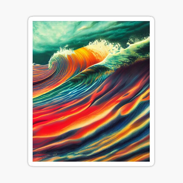 "Red ocean wave " Sticker for Sale by ICEwAGE | Redbubble