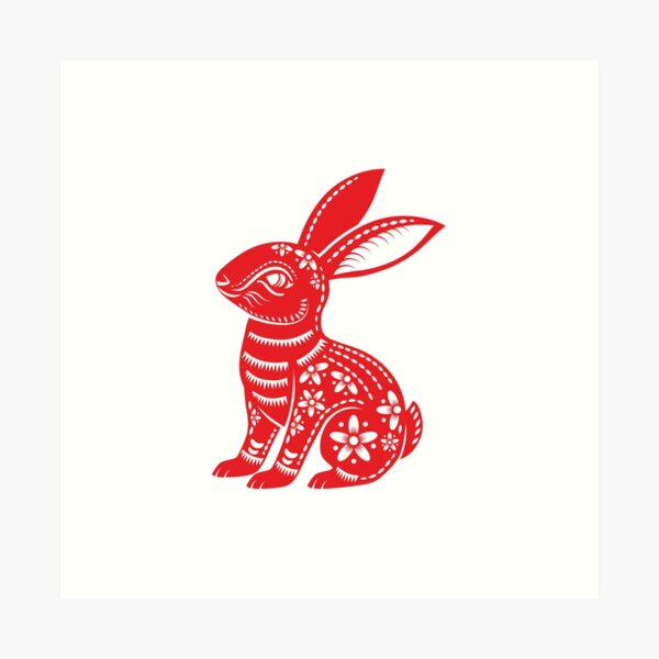 "Year of the Rabbit 2023 - Chinese New Year - Red Rabbit" Art Print for ...