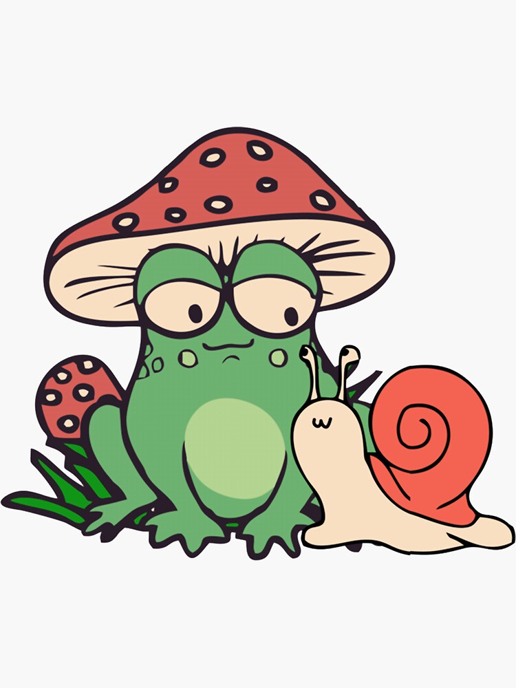 Frog Snail Cottagecore Aesthetic Mushroom Cute Summer Garden Sticker
