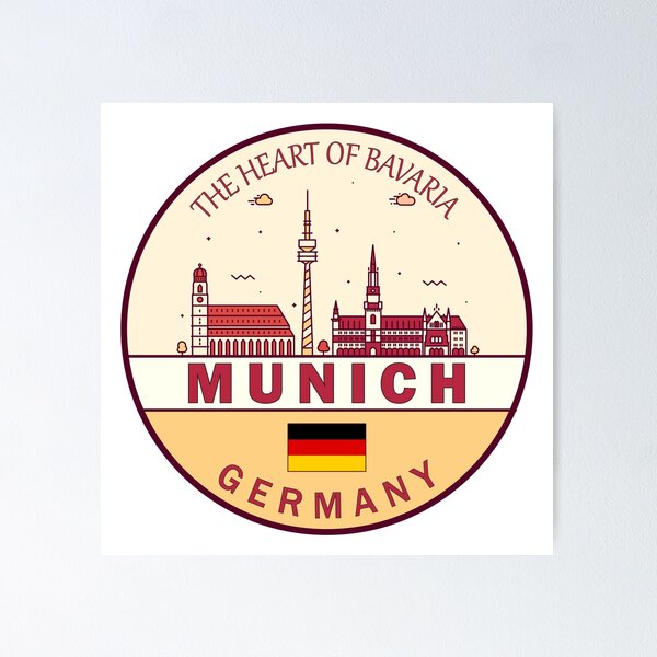 "Munich Germany City Skyline Emblem" Poster for Sale by KrisSidDesigns ...