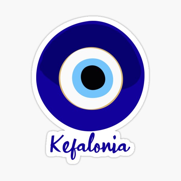 "KEFALONIA - GREECE, EVIL EYE, Mati blue white." Sticker for Sale by ...