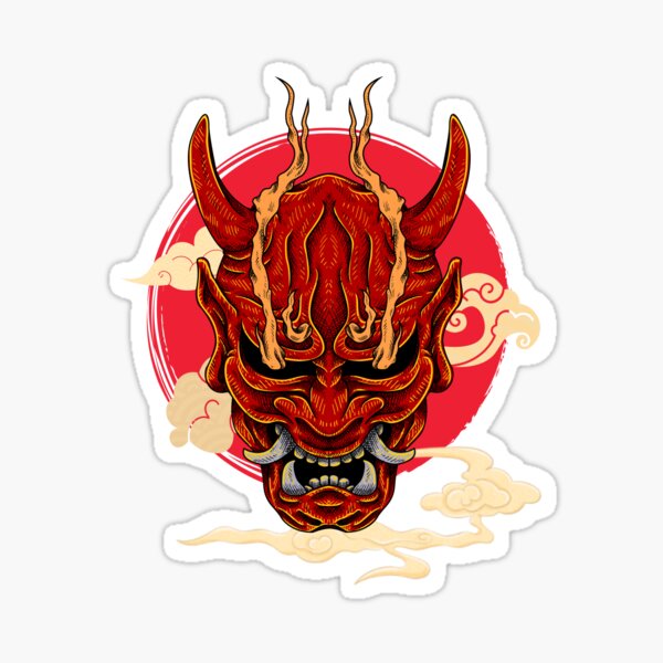 "Japanese Demon Mask" Sticker for Sale by foxforce | Redbubble