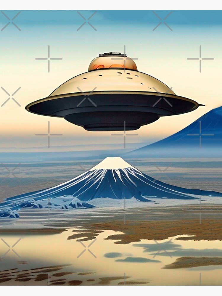 "Ufo - Aliens - Woodblock - Anima - Mt Fuji Japan" Sticker for Sale by ...