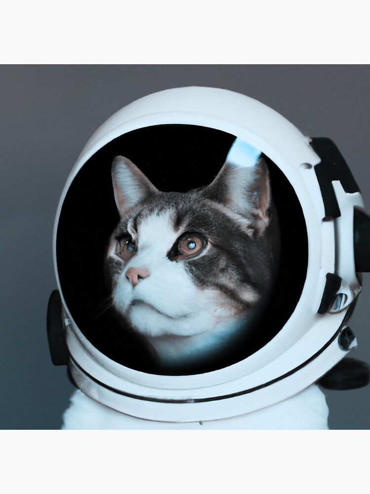"Astronaut Cat - Gray Background - Outer Space Design Meme" Sticker for ...