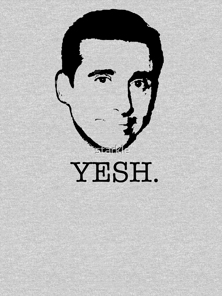 "Michael Scott the Office TV show YESH. black white" Essential T-Shirt ...