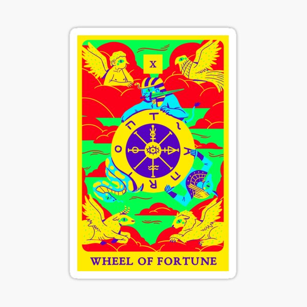 "The Wheel of Fortune Tarot Art" Sticker for Sale by Mindscyther ...