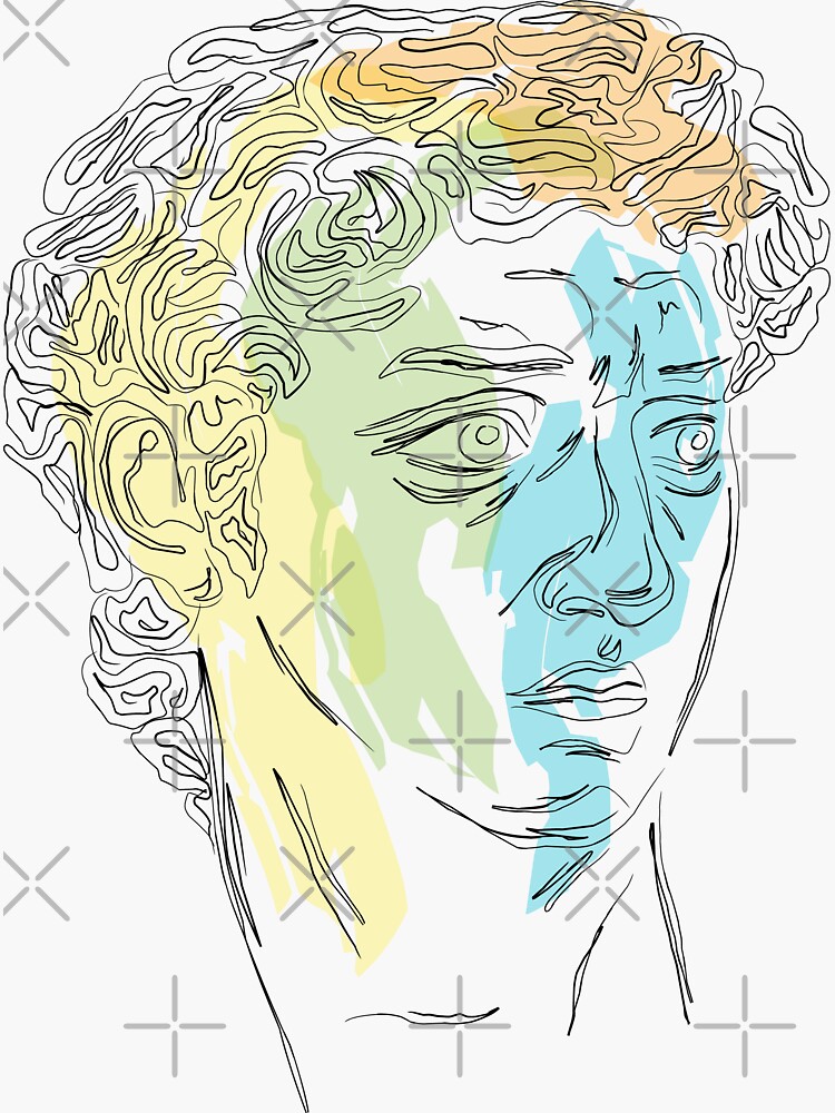 "line head of david, watercolor, sketch, outline" Sticker for Sale by ...
