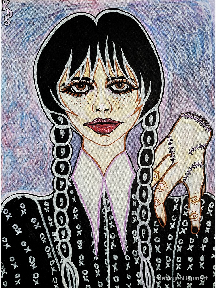 ""Wednesday & Thing"" Sticker for Sale by KamrynnDawnArt | Redbubble