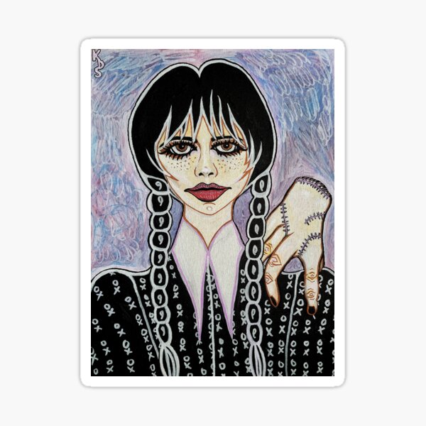 ""Wednesday & Thing"" Sticker for Sale by KamrynnDawnArt | Redbubble