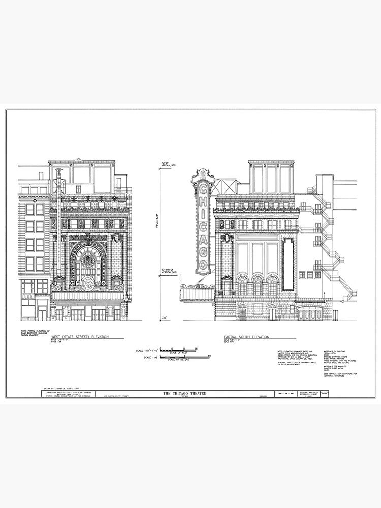 "CHICAGO Theater State Street Blueprint" Art Print for Sale by Daniel ...
