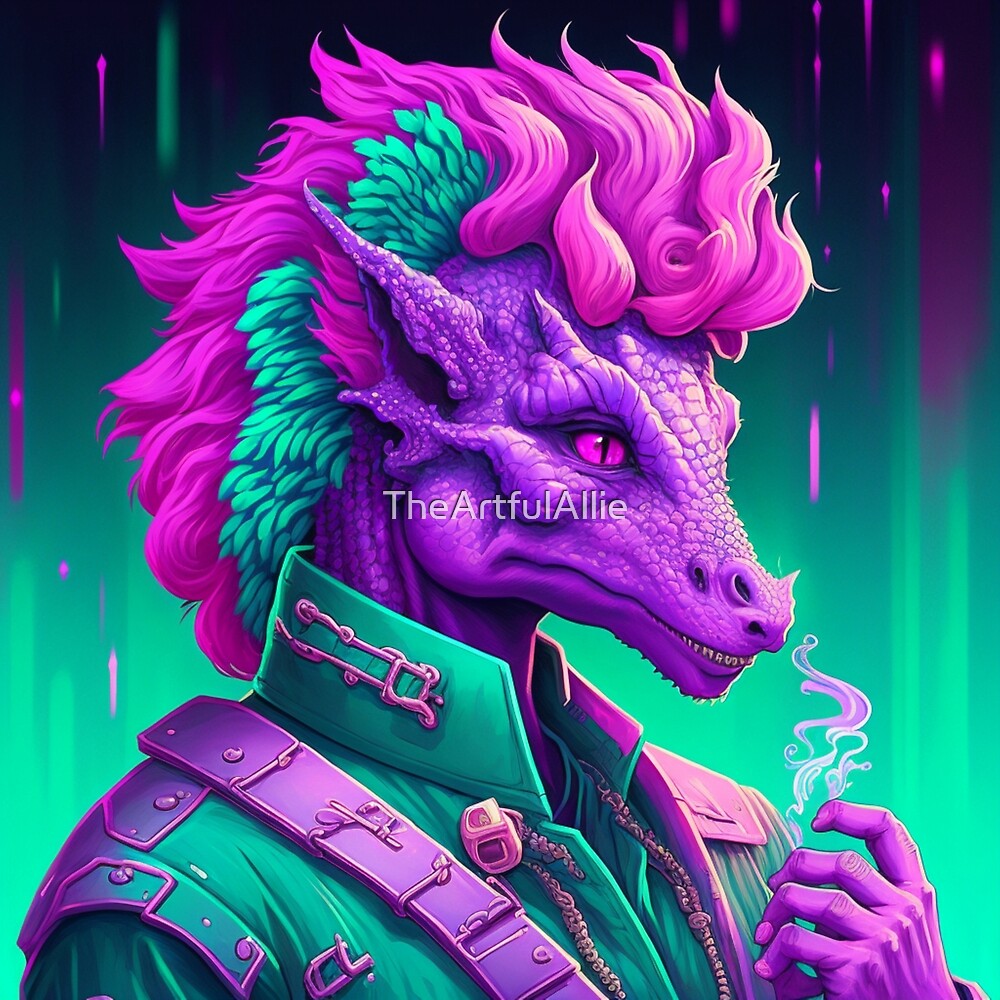 "Vapor Wave Dragon" by TheArtfulAllie | Redbubble