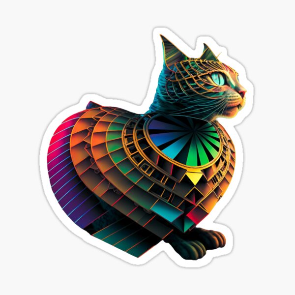 "Steampunk Art Deco Cat Bird Heart #11" Sticker for Sale by Synthetic ...