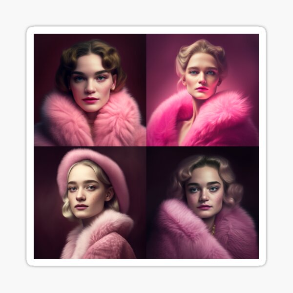 "Portraits of women in a pink fur" Sticker for Sale by jsebouvi | Redbubble