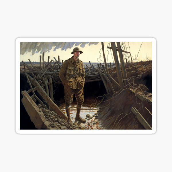 "WW1 Soldier Standing In A Flooded Trench" Sticker for Sale by AIWarArt ...