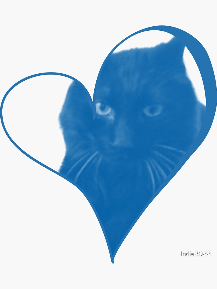 "Black Flufft Cat Heart" Sticker for Sale by India2022 | Redbubble