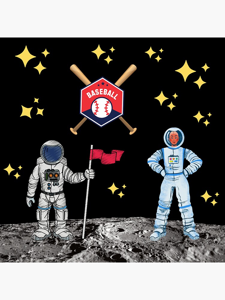 "baseball astronaughts on the moon fantasy" Sticker for Sale by ...
