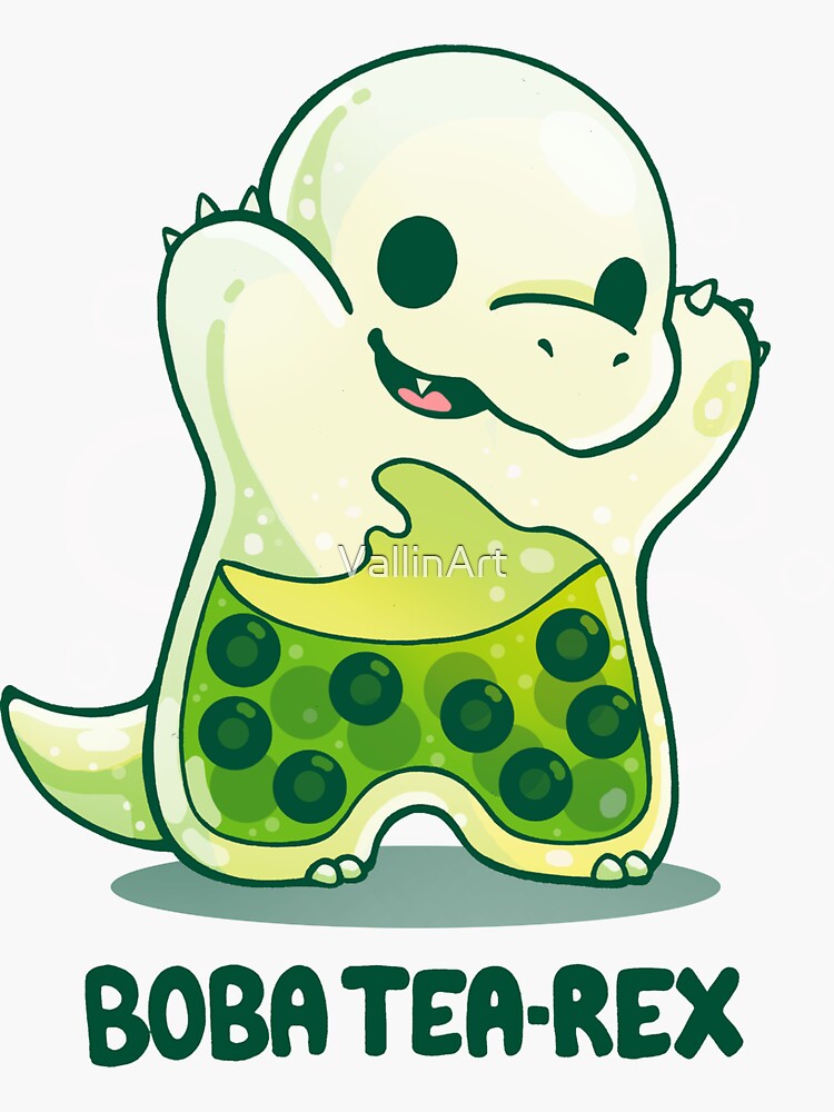 "Boba Tea-Rex" Sticker for Sale by VallinArt | Redbubble