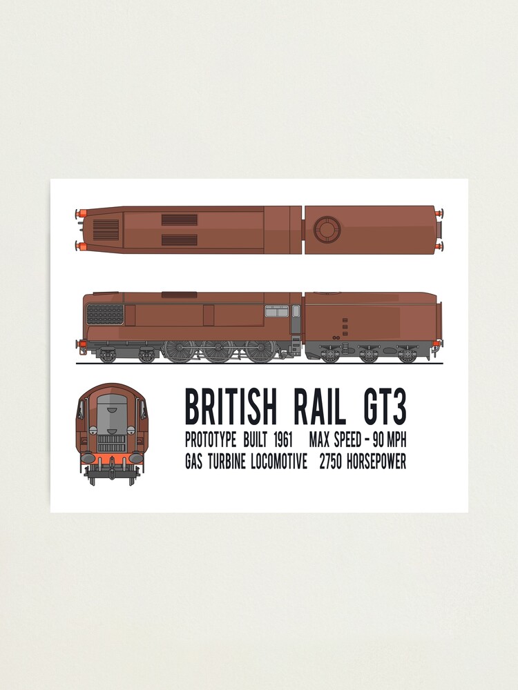 "British Rail GT3 Prototype Gas Turbine Locomotive Train Diagram Gift ...