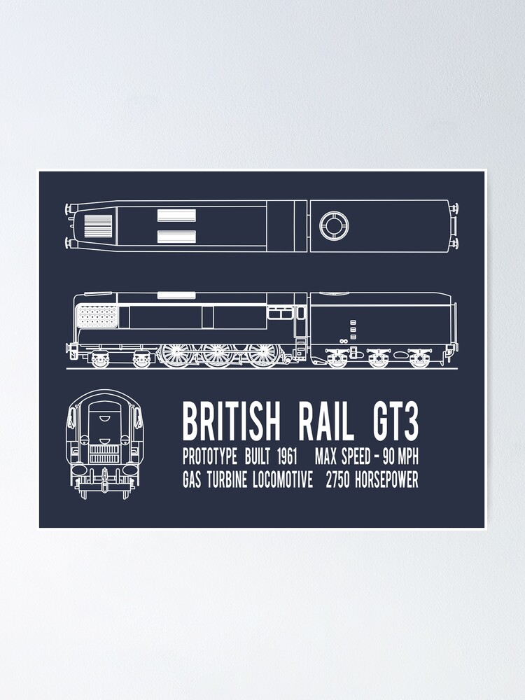 "British Rail GT3 Prototype Gas Turbine Locomotive Train Blueprint ...