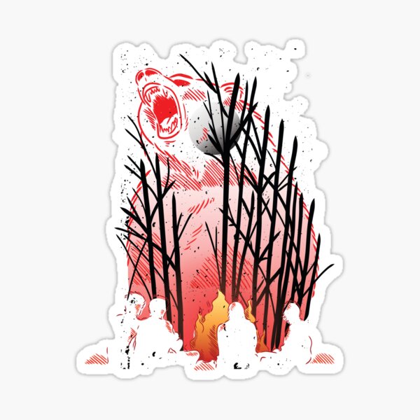"Bear Fire - Outdoor Nature Adventure Bushcraft Hiking" Sticker for ...