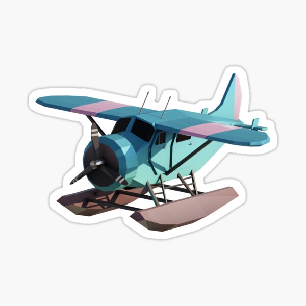 "Cute Blue/Pink Water Plane Lowpoly 3D " Sticker for Sale by ...