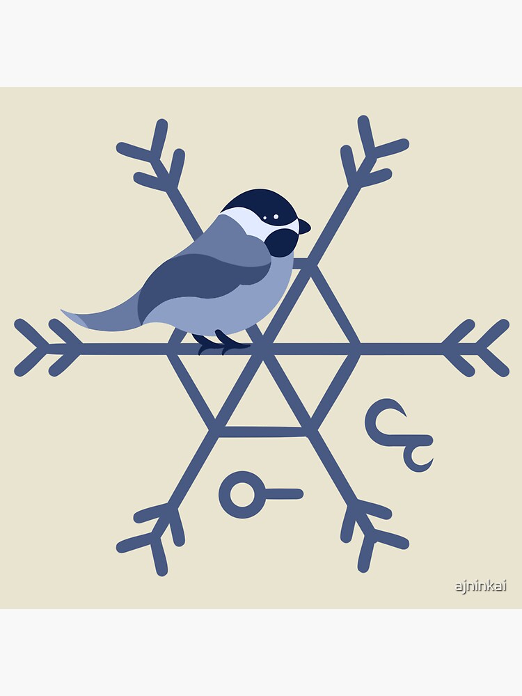 "Fantasy Snowflake Logo with Bird" Sticker for Sale by ajninkai | Redbubble